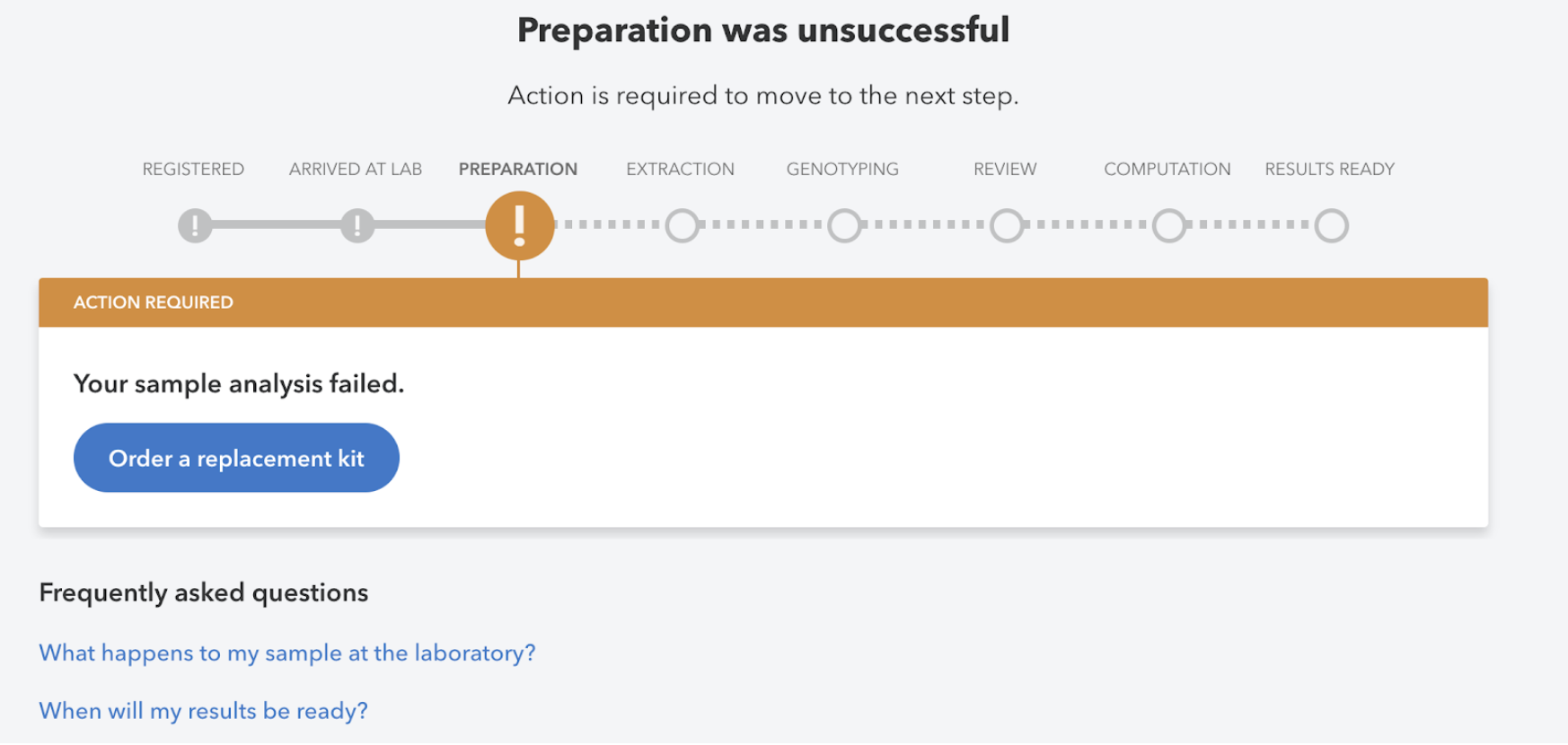 Sample Failures and Next Steps – 23andMe Customer Care | Canada